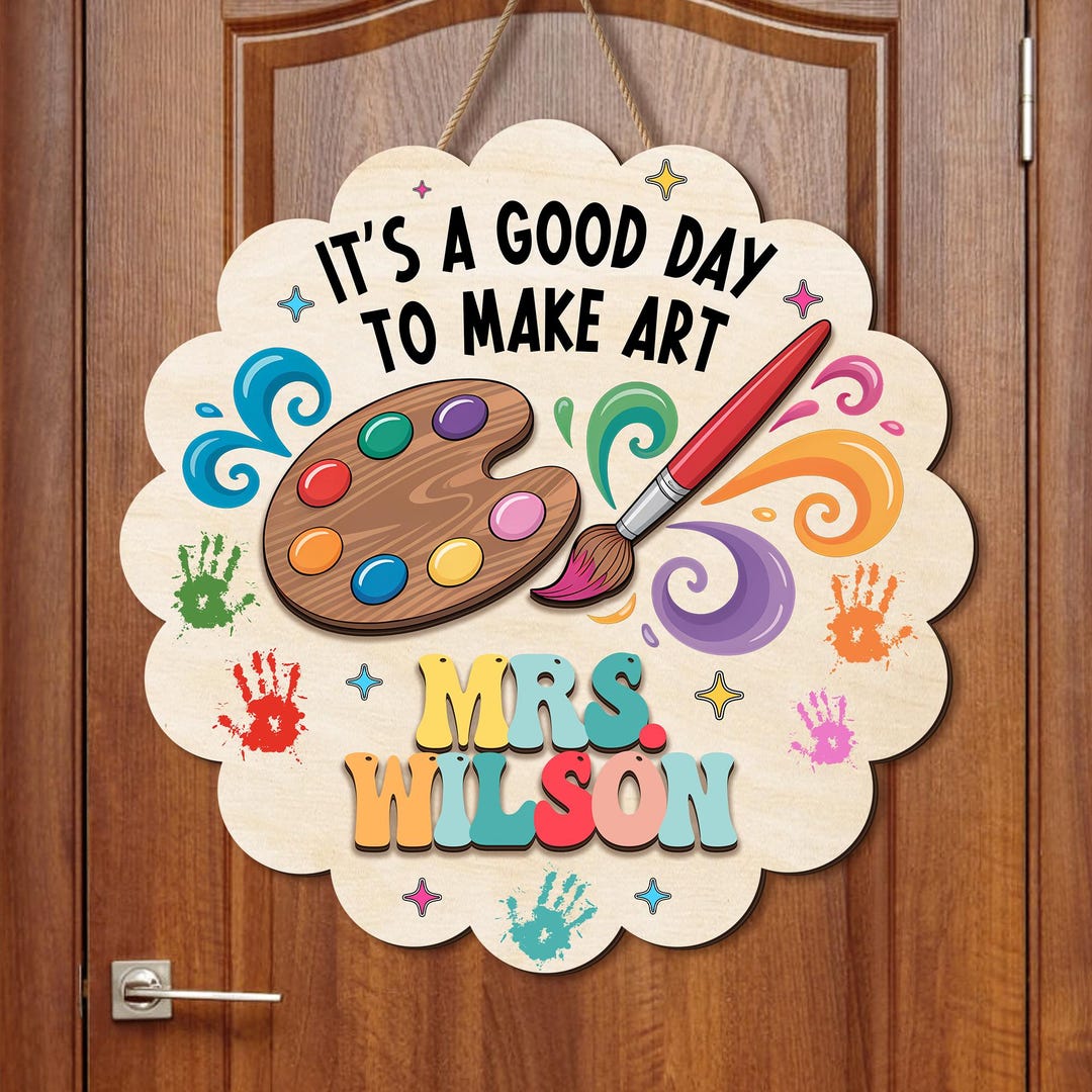 Personalized Art Teacher Door Sign, Art Room Welcome Sign, Art Teacher ...