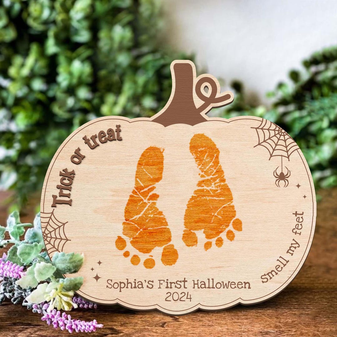 Custom Babys Footprint First Halloween Keepsake, Babys First Halloween ...