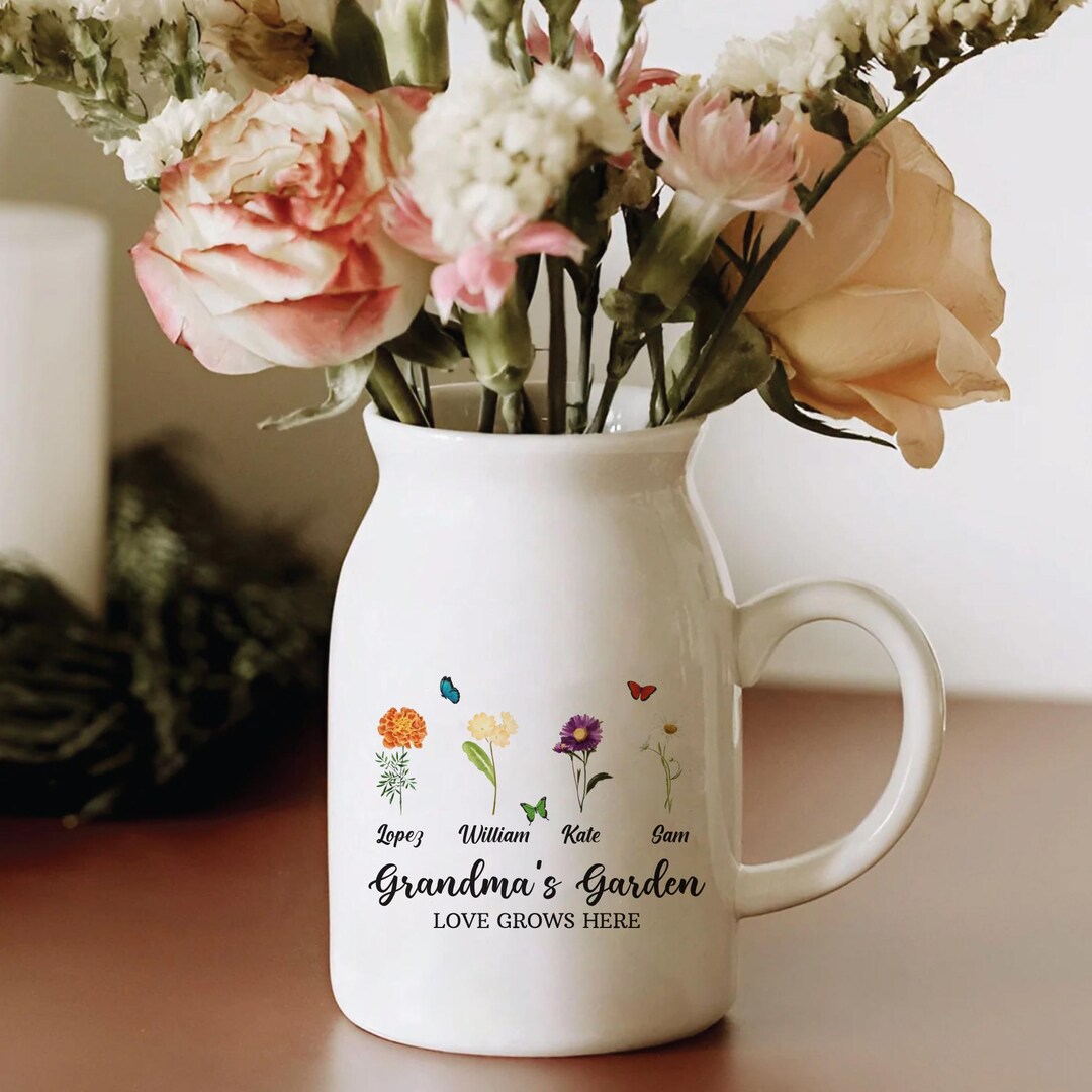Personalized Grandma's Garden Vase Gifts for Mom, Flower Vase With ...
