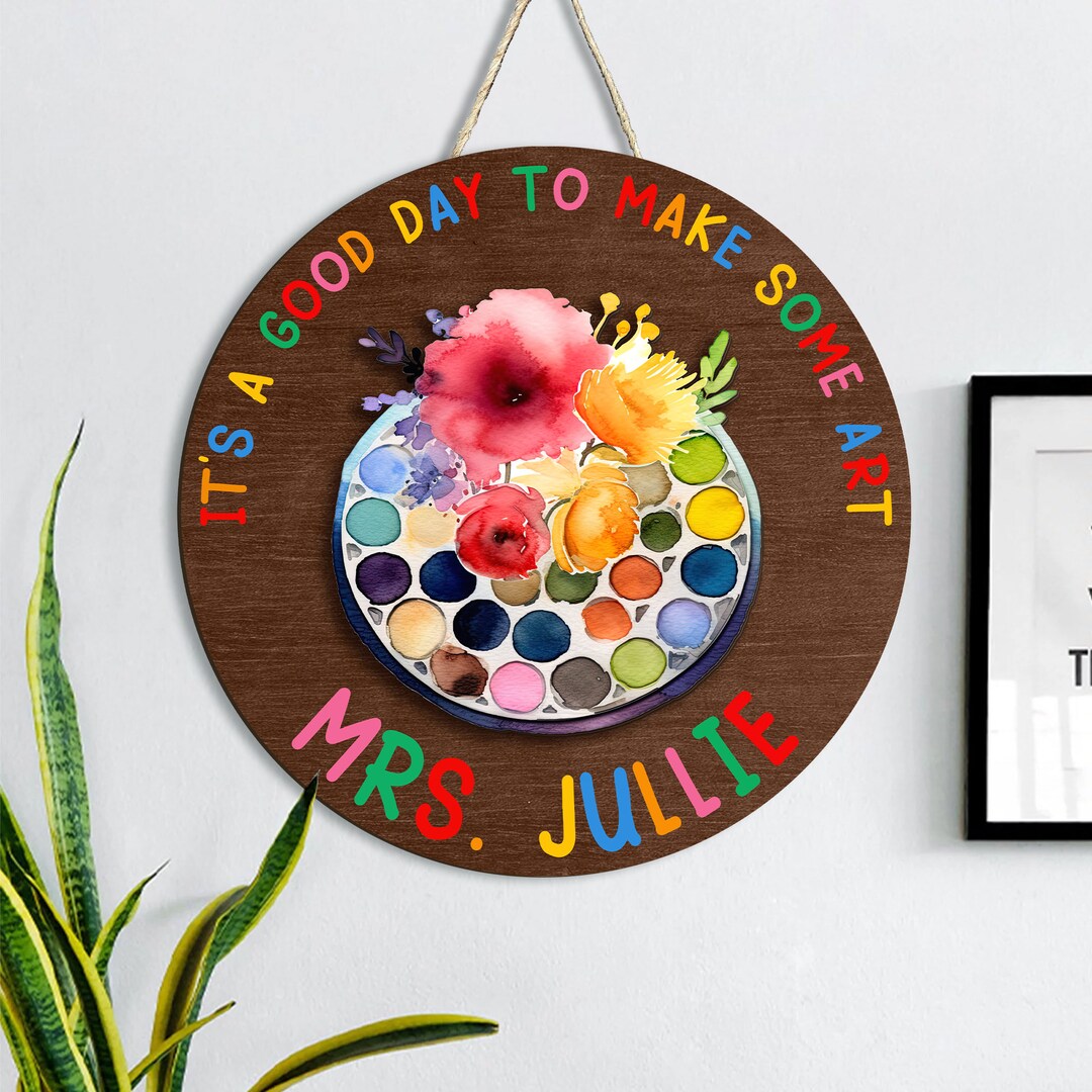 Personalized Art Teacher Door Hanger, Teacher Name Sign Plate, Back to ...