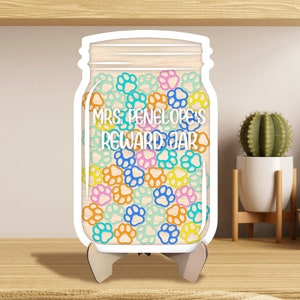 Personalized Reward Jar for Classroom, Dog Paw Acrylic Charms, Teacher ...