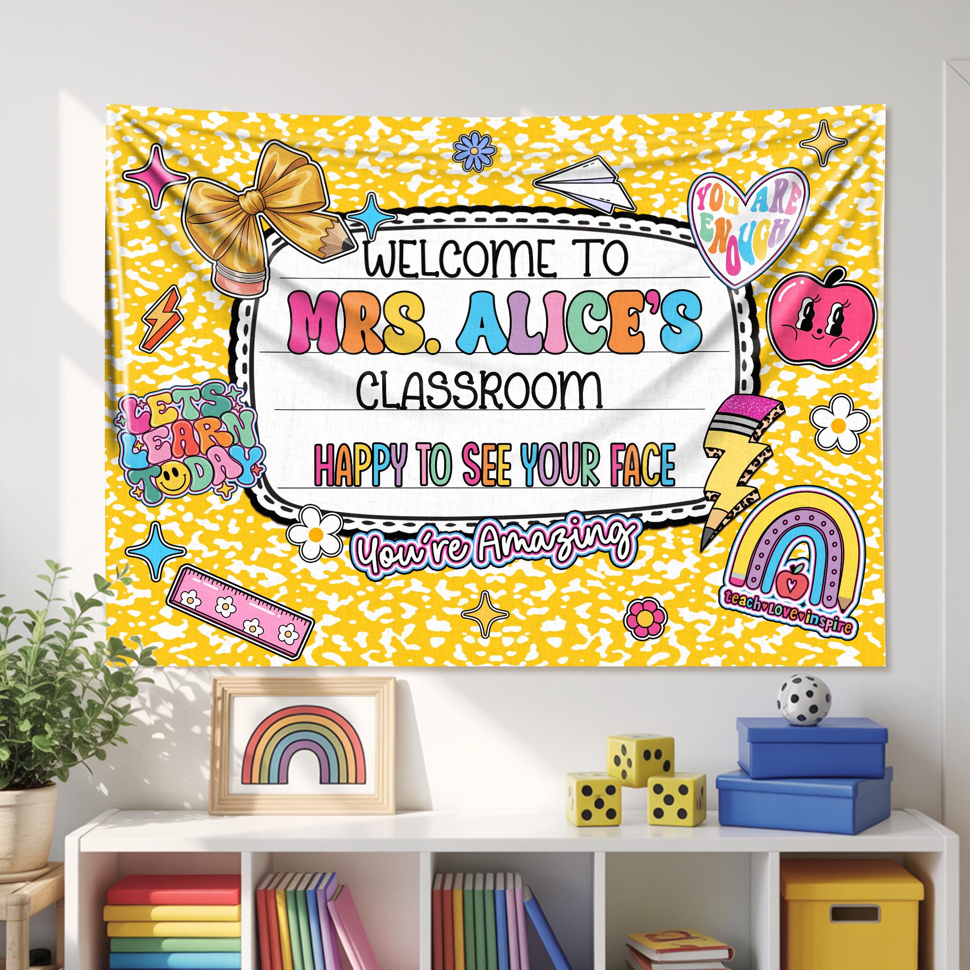 Custom Teacher Classroom Tapestry, Back to School Decor, Gift for ...