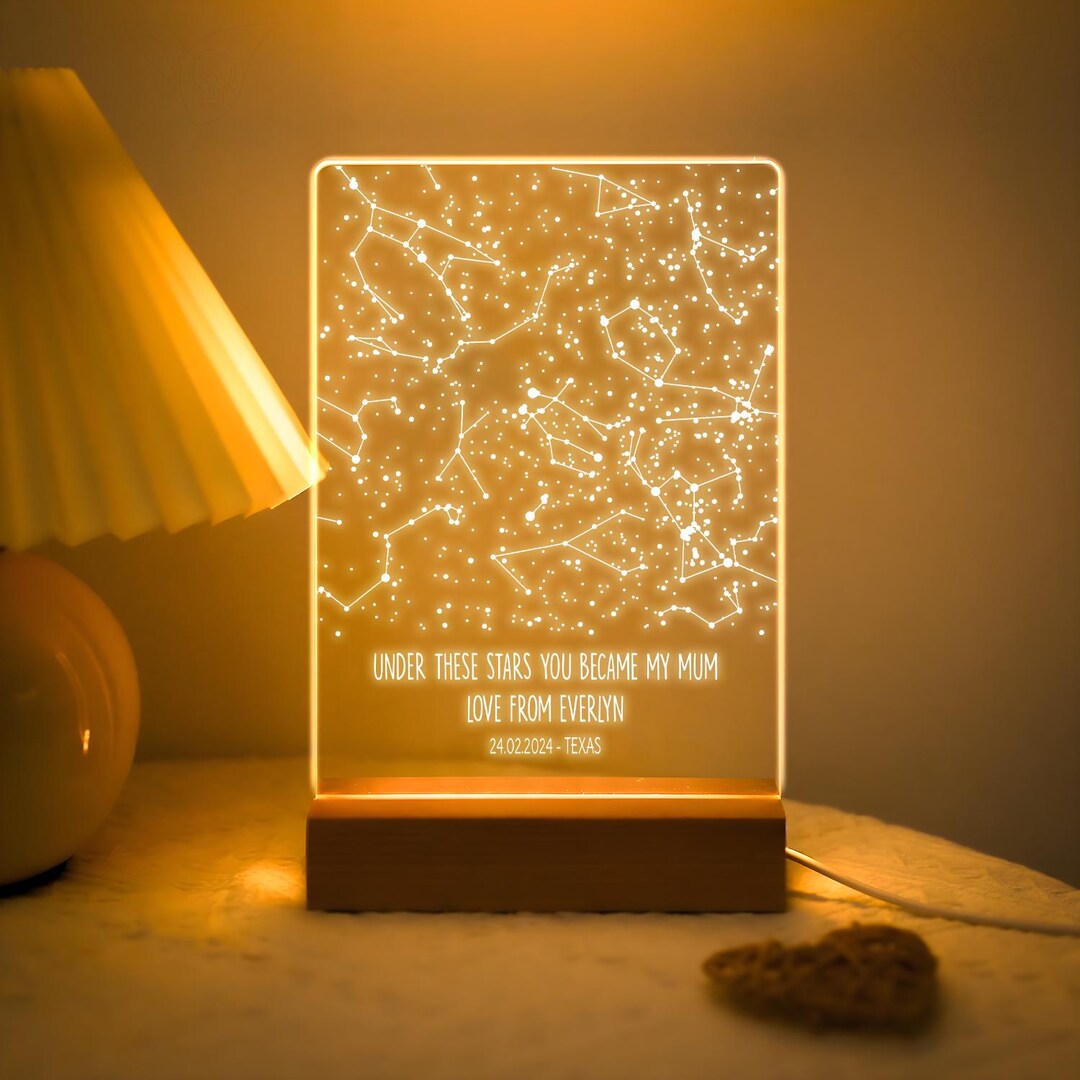 The Day You Became My Mom Star Map LED Light, Custom Star Map LED Light ...