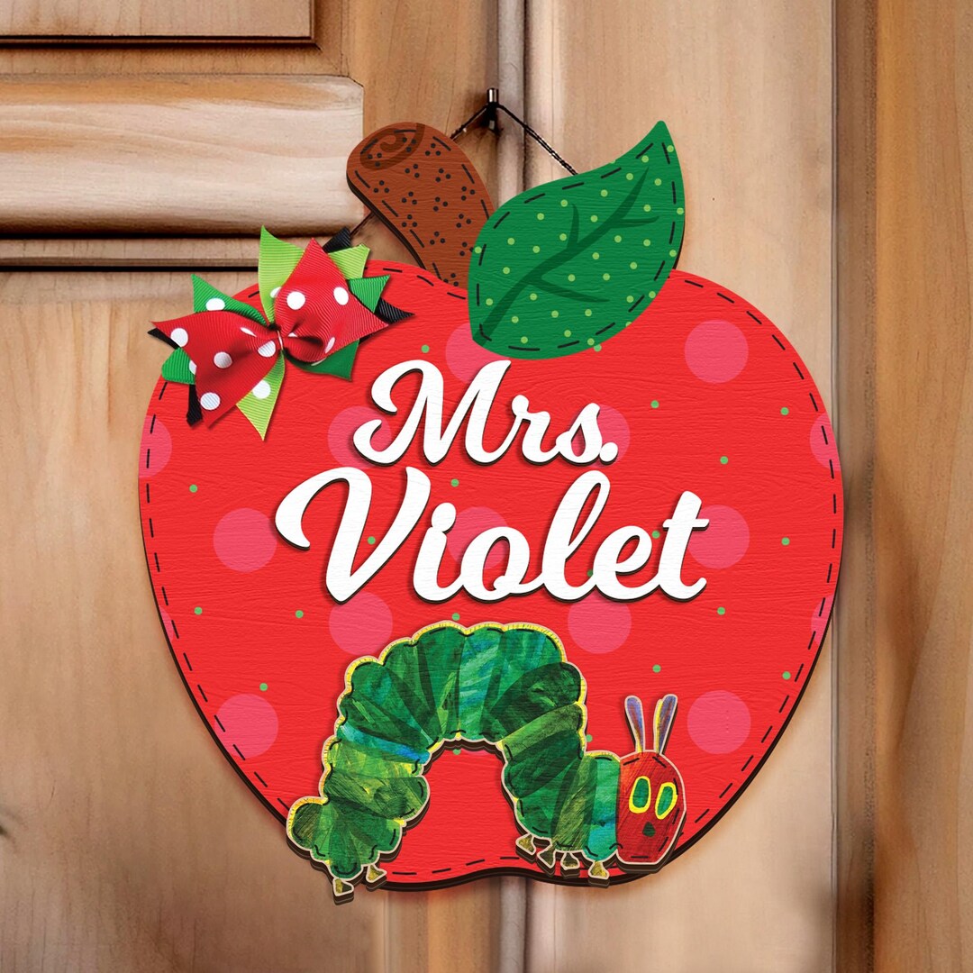 Personalized Teacher Door Sign, Apple Door Sign, Apple Teacher Name ...