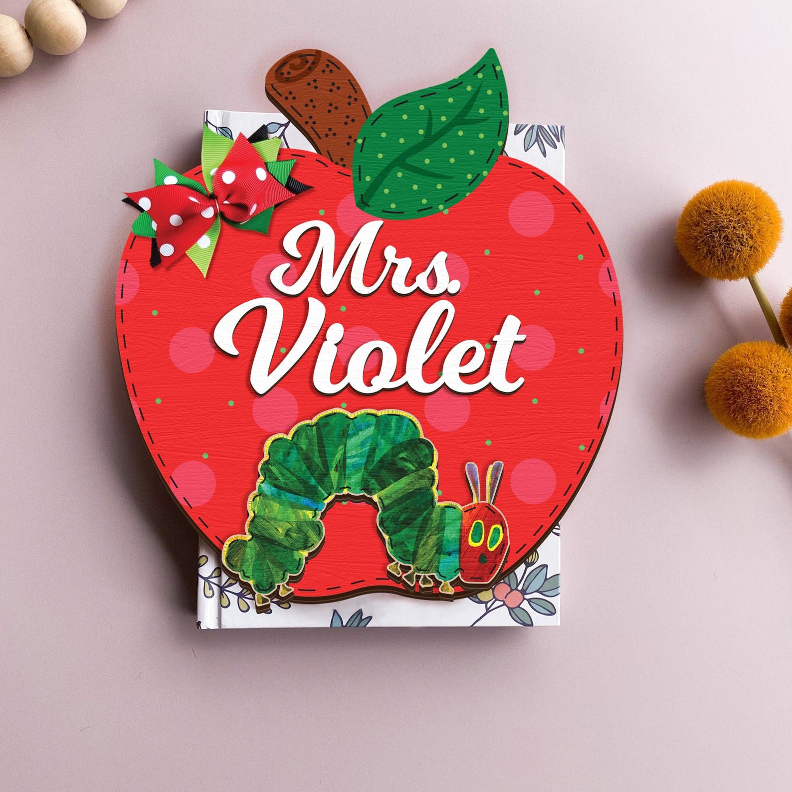 Personalized Teacher Door Sign, Apple Door Sign, Apple Teacher Name ...