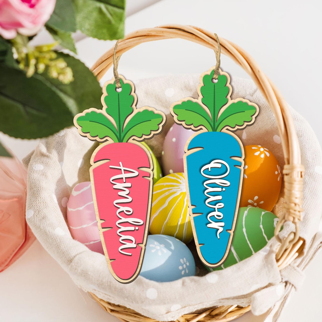 Personalized Carrot Easter Basket Name Tag, Easter Basket Tag, Carrot ...