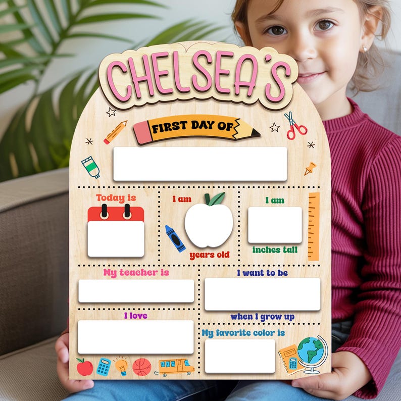 Personalized First Day of School Sign, 1st Day of School Sign, Dry ...