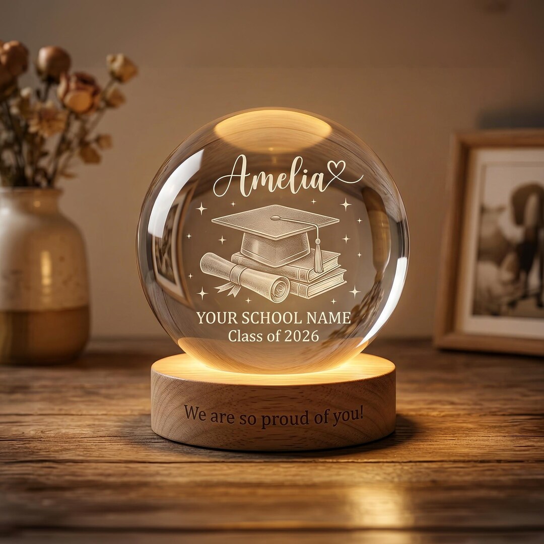 Personalized Class of 2026 Crystal Ball Night Light Graduation Gift ...