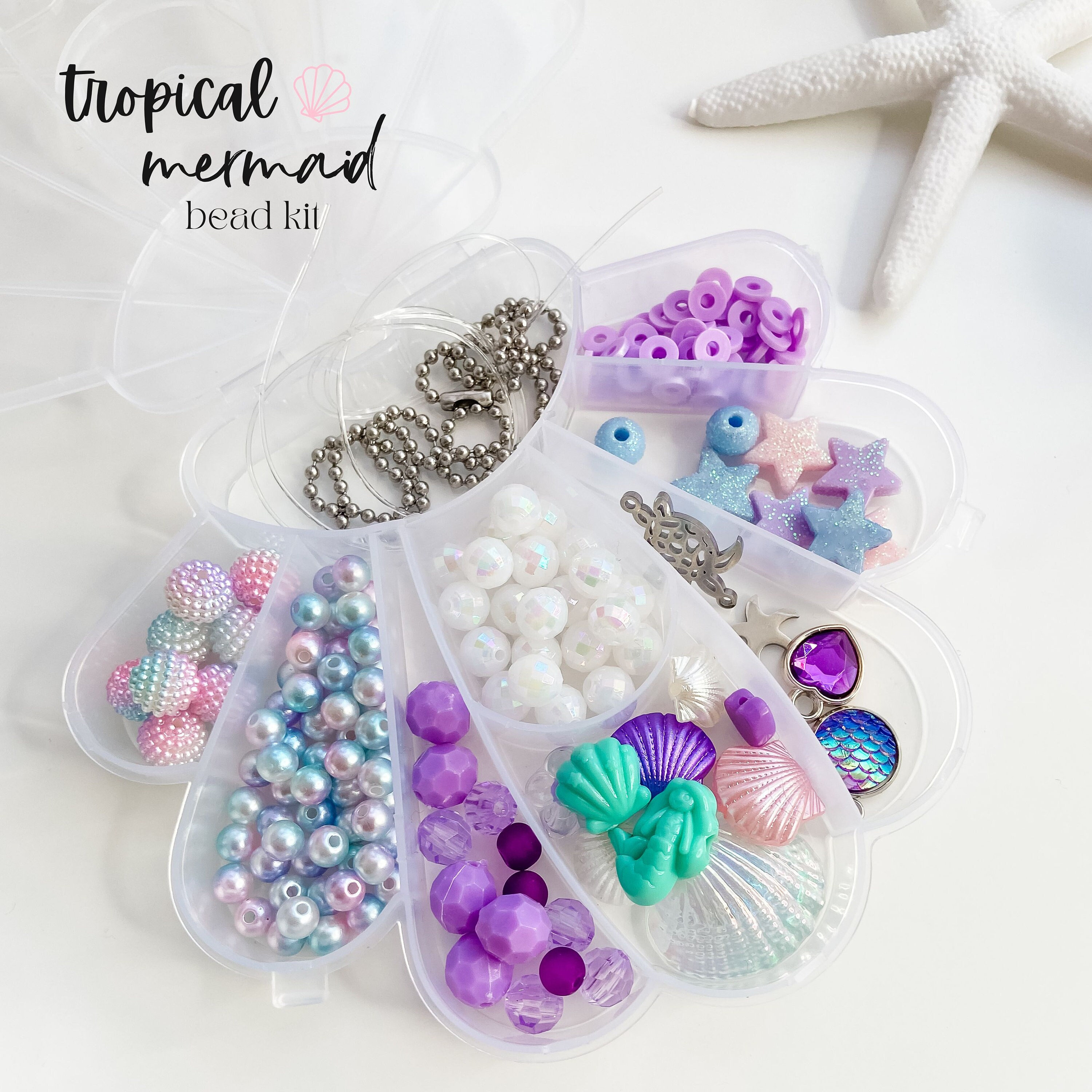 Tropical Clam Shell Bead Kit | DIY Beads | Coastal Summer Bracelets ...