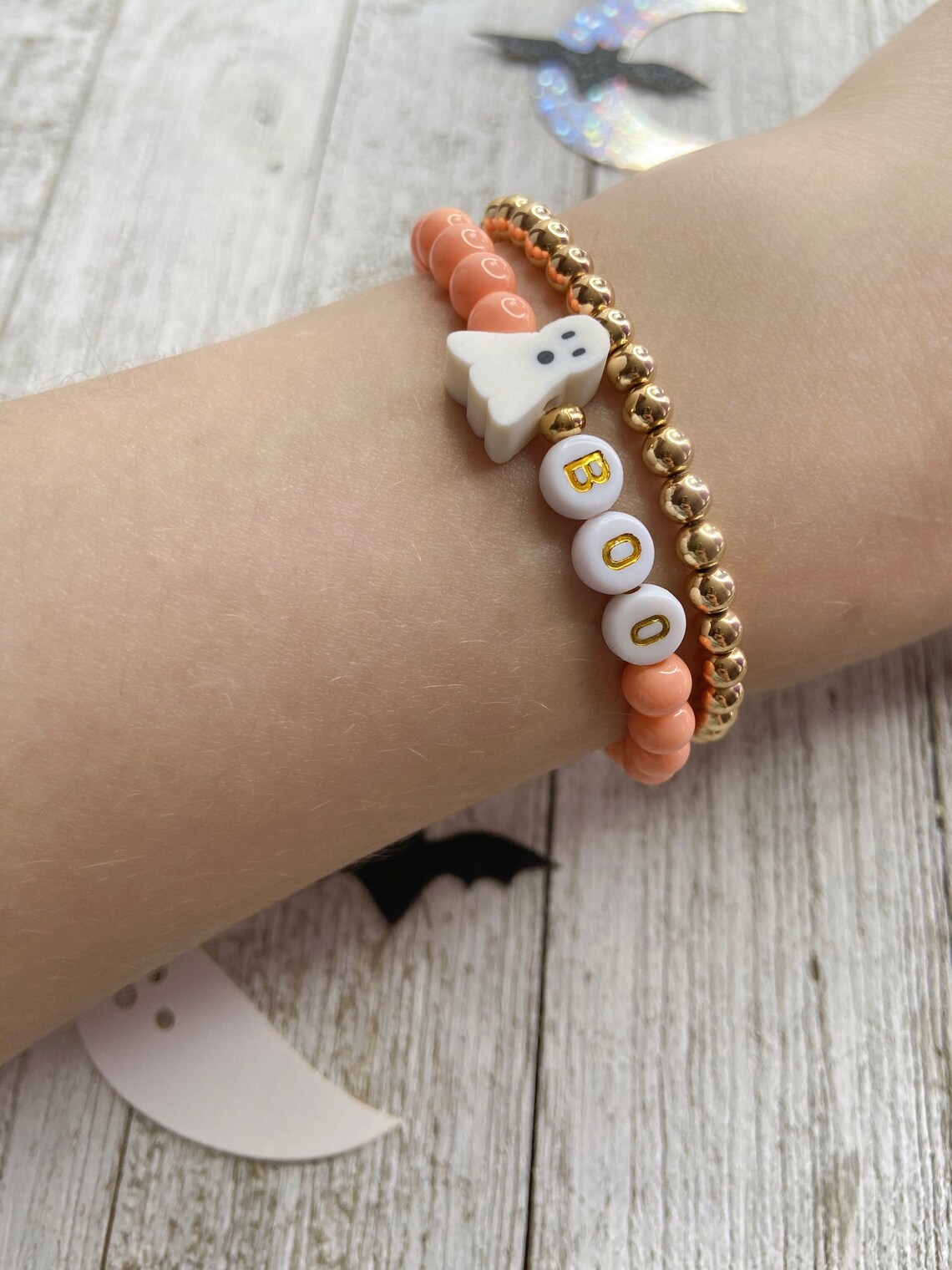 Cute Ghost Name Bracelets Personalized Halloween Bracelets - Etsy