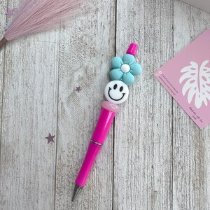 Beaded Pens Pink Smiley Face Books God is Good Silicone Focal Beads Pink Glitter Abacus Beads ...