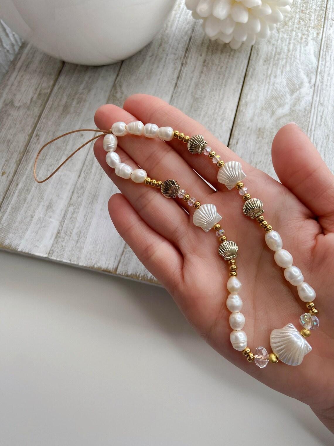 Glam Clam Golden Beach Themed Cell Phone Charm Freshwater - Etsy