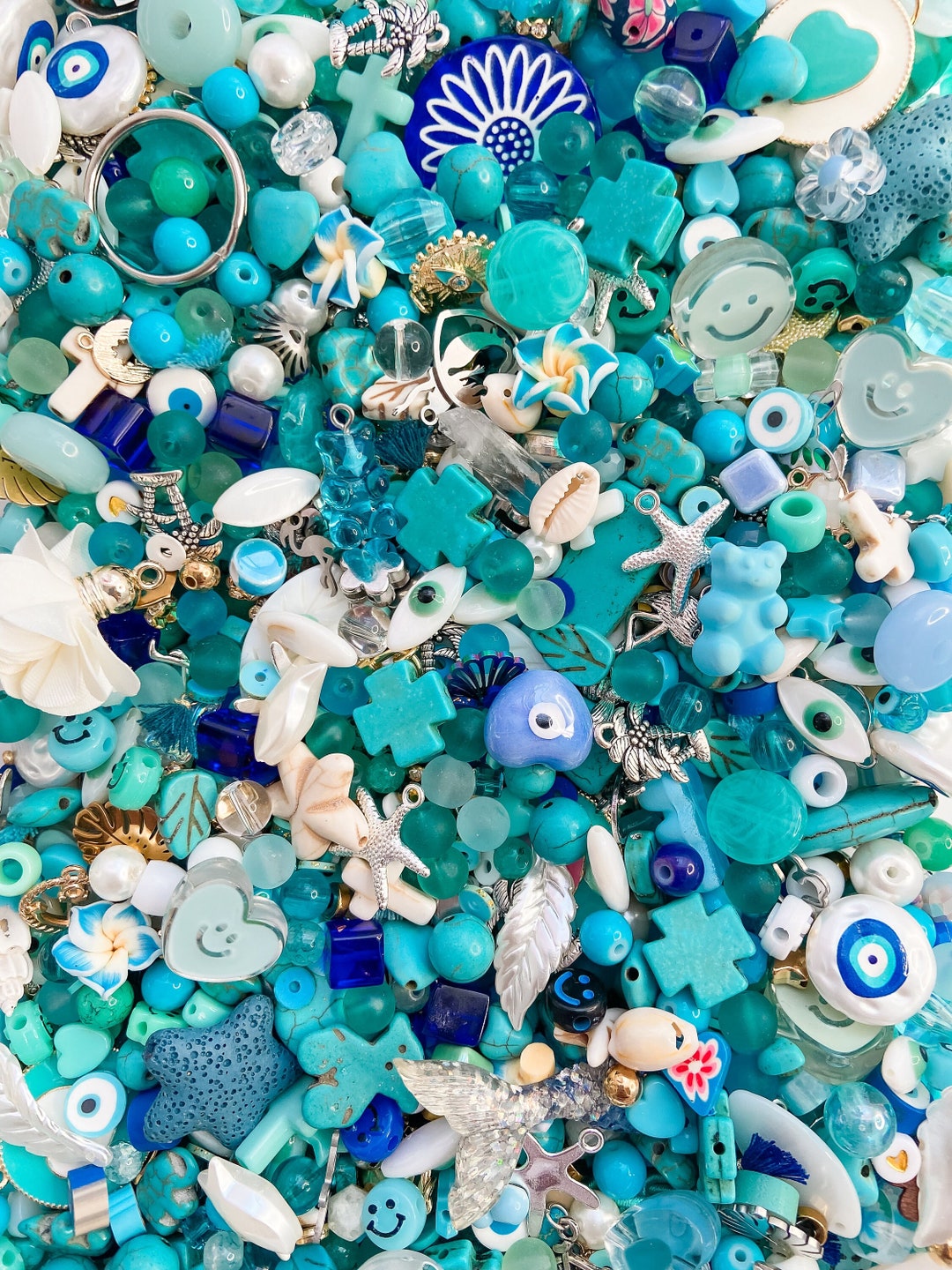 Tropical Blue Beach Themed Bead Confetti DIY Kit Make Your Own Bracelet ...