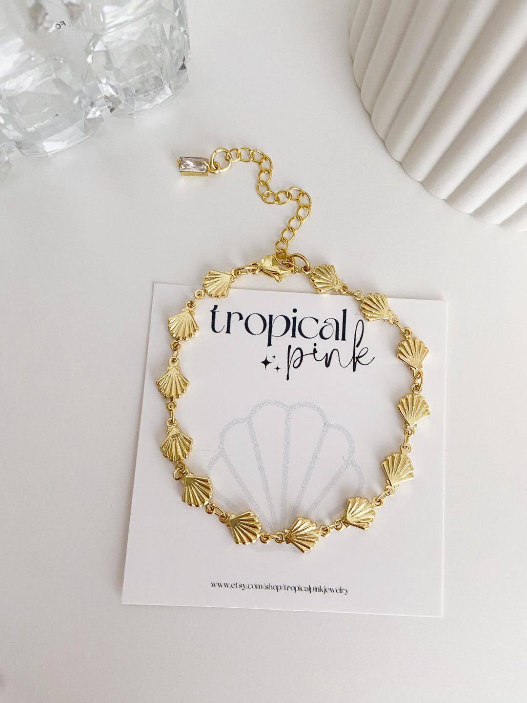 Clam Shell Bracelet | Coastal Aesthetic | 18K Gold Plated Tropical ...