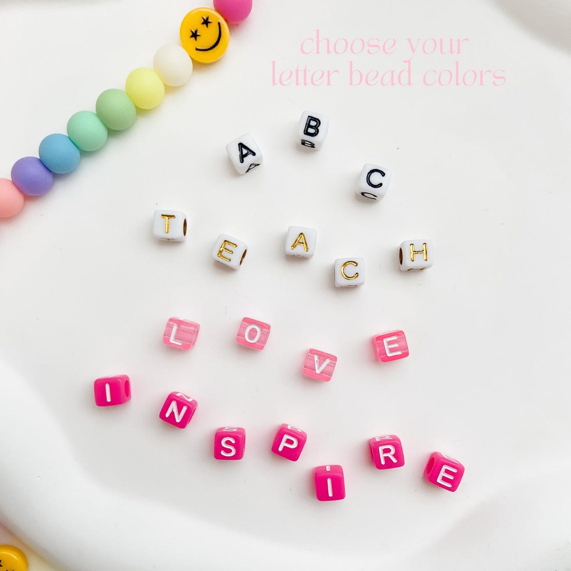 Art Teacher Colorful Wooden Beaded Lanyard | Pastel Seed Beads | Star ...