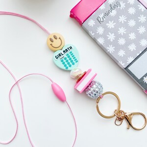 Girl Math Smiley Lanyard | Cute Disco Math Teacher Gift | Heart ...