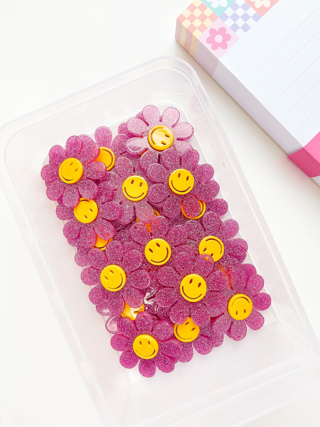 Glitter Smiley Daisy ADD ON** Charm | Smiley Face Teacher Lanyard ...