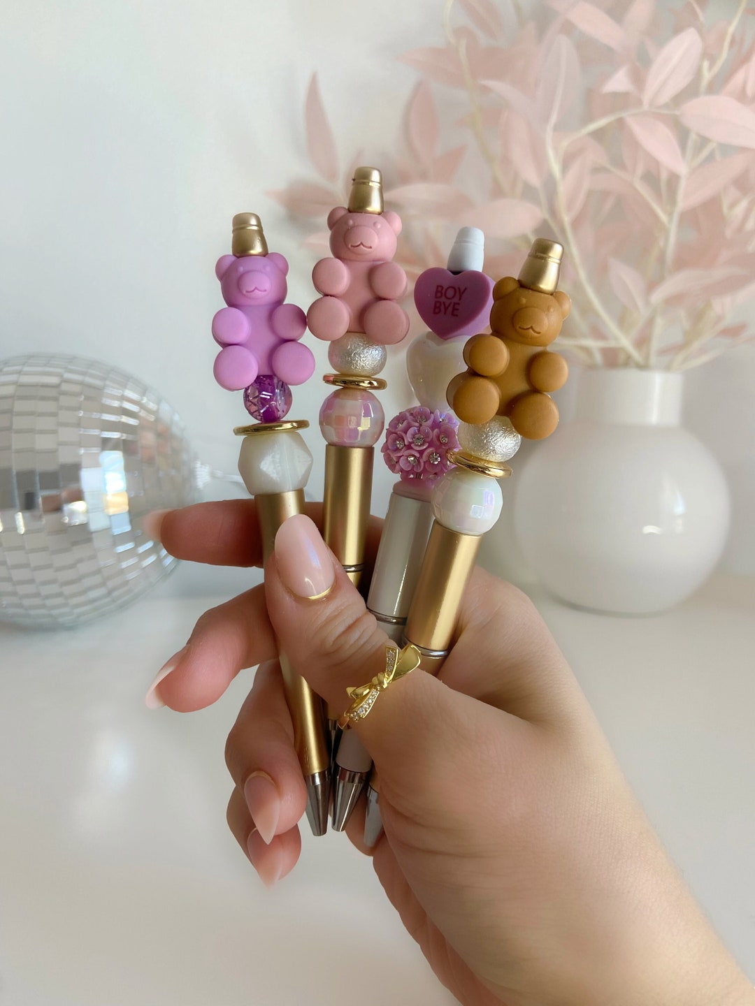 Purple Gummy Bear Pens Boy Bye Pen Valentine's Day Theme Beaded Pen ...