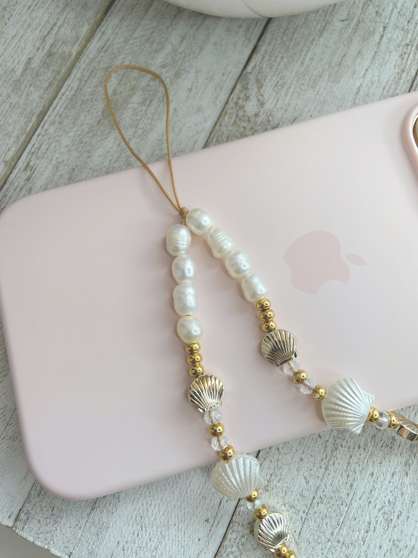 Glam Clam Golden Beach Themed Cell Phone Charm Freshwater - Etsy