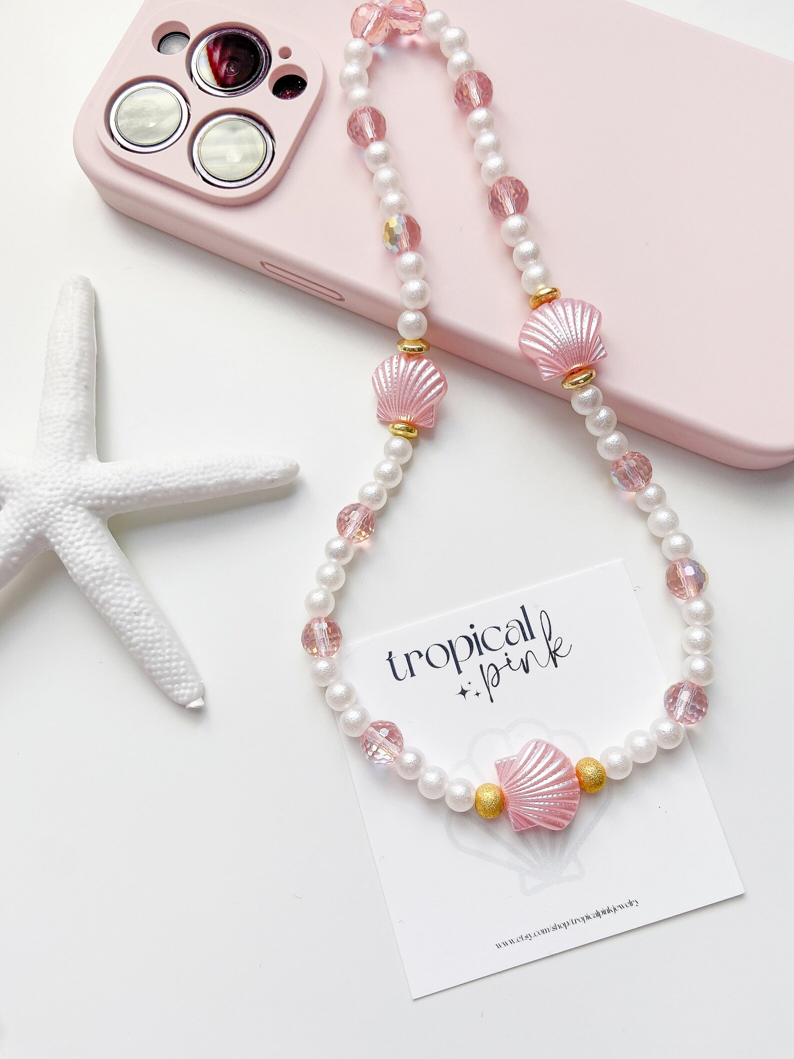 Mermaid Kisses Cell Phone Charm | Freshwater Pearls | Gold Seashell ...
