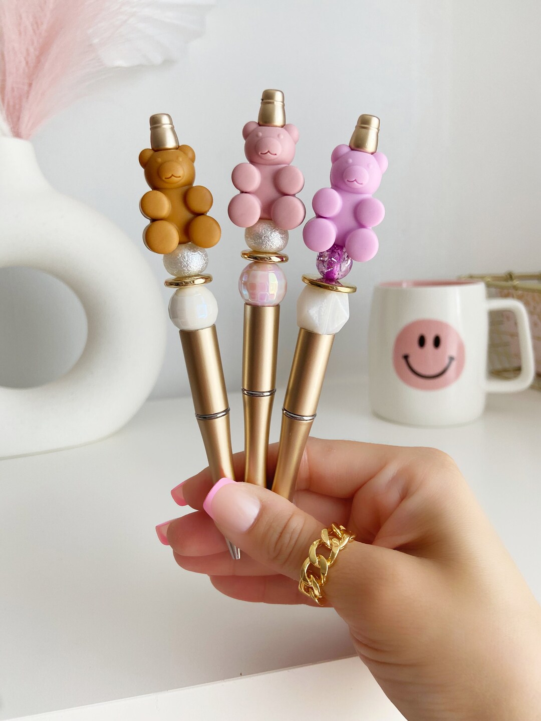 Cute Blush Gummy Bear Pen | Teddy Bear | Valentine's Day Themed Beaded ...