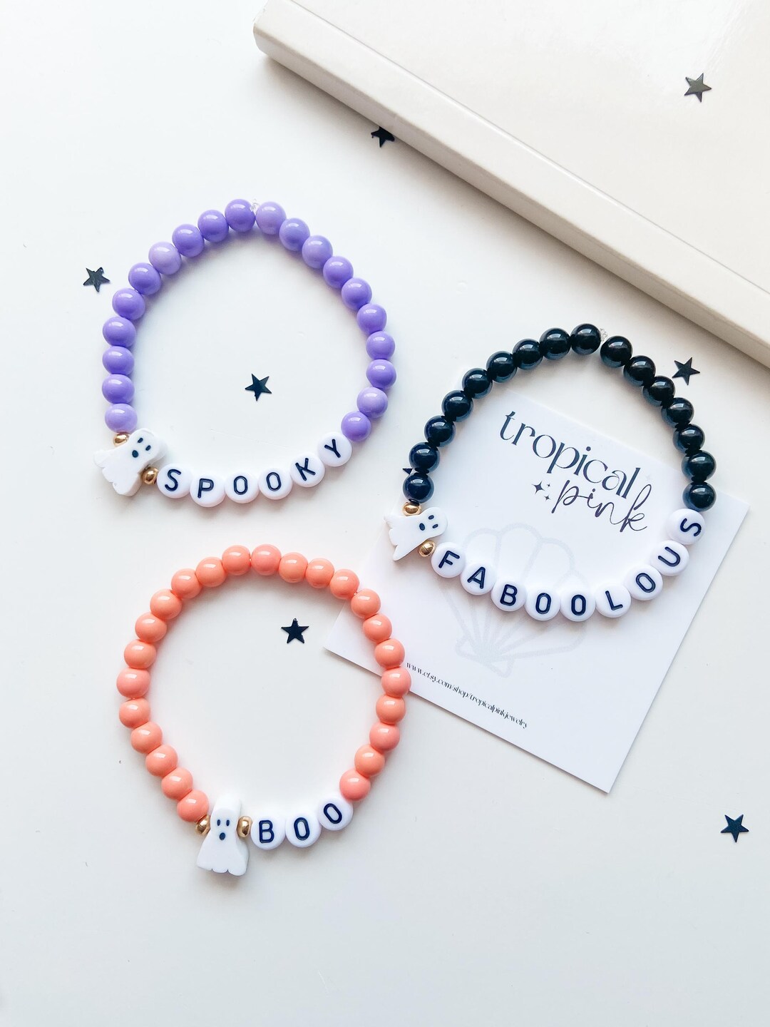 Cute Ghost Name Bracelets Personalized Halloween Bracelets Trick or ...