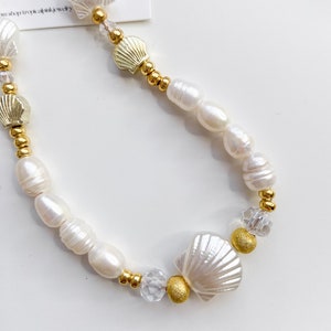 Glam Clam Golden Beach Themed Cell Phone Charm | Freshwater Pearls ...