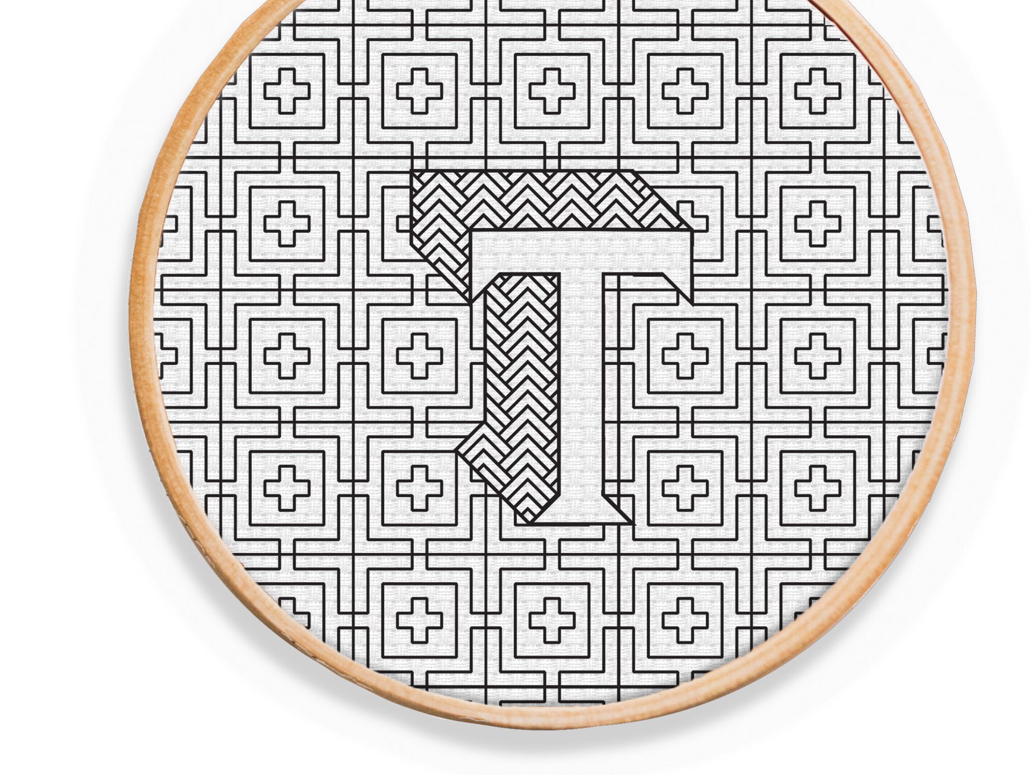 Blackwork Embroidery Pattern Letter T Embroidery Pattern | Etsy