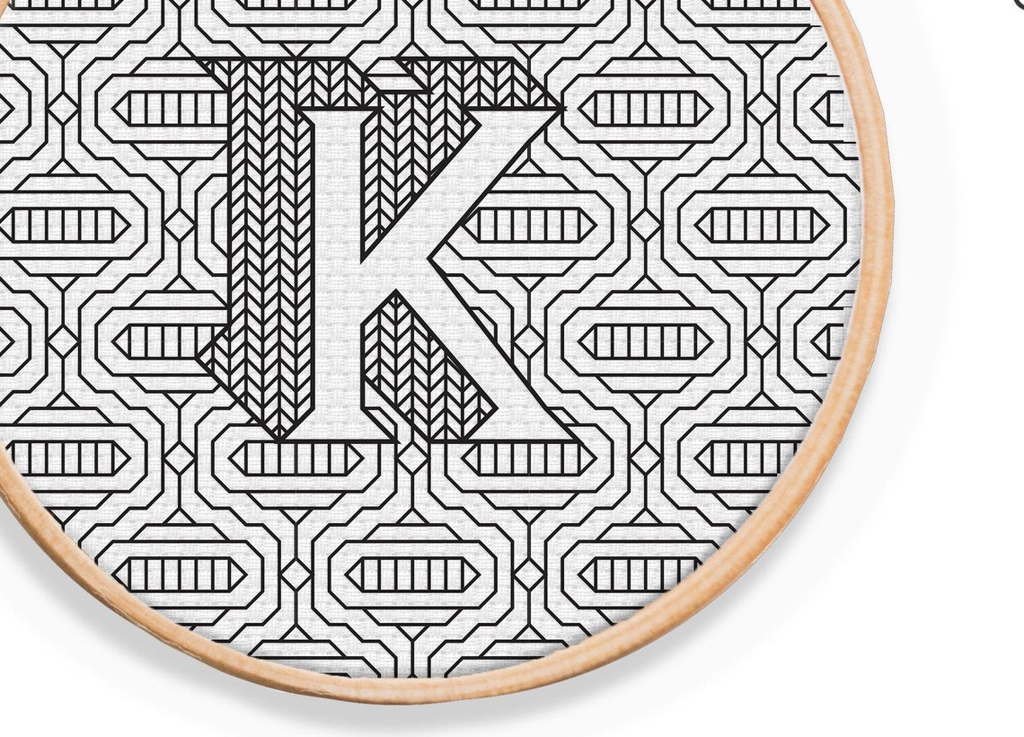 Blackwork Embroidery Pattern Letter K Embroidery Pattern - Etsy
