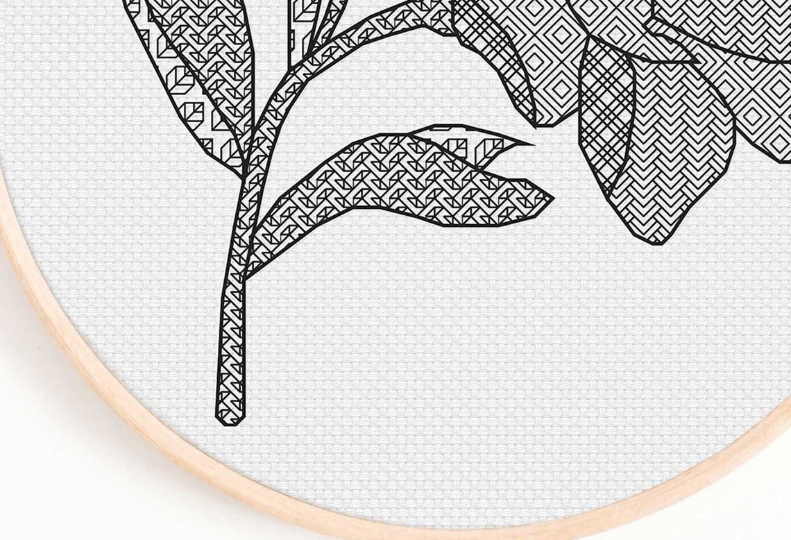 Blackwork Embroidery Pattern Blooming Flower Inspired - Etsy