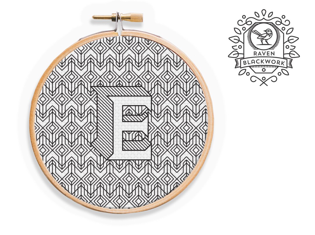 Blackwork Embroidery Pattern - Letter E Embroidery Pattern - Unique ...