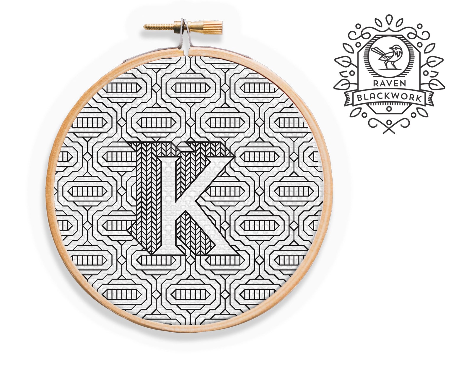 Blackwork Embroidery Pattern - Letter K Embroidery Pattern - Unique ...