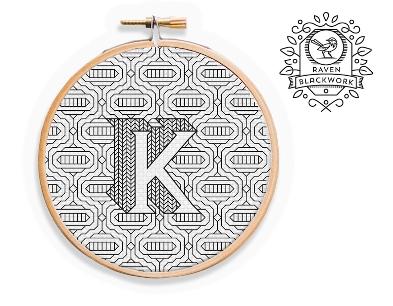 Blackwork Embroidery Pattern Letter K Embroidery Pattern | Etsy