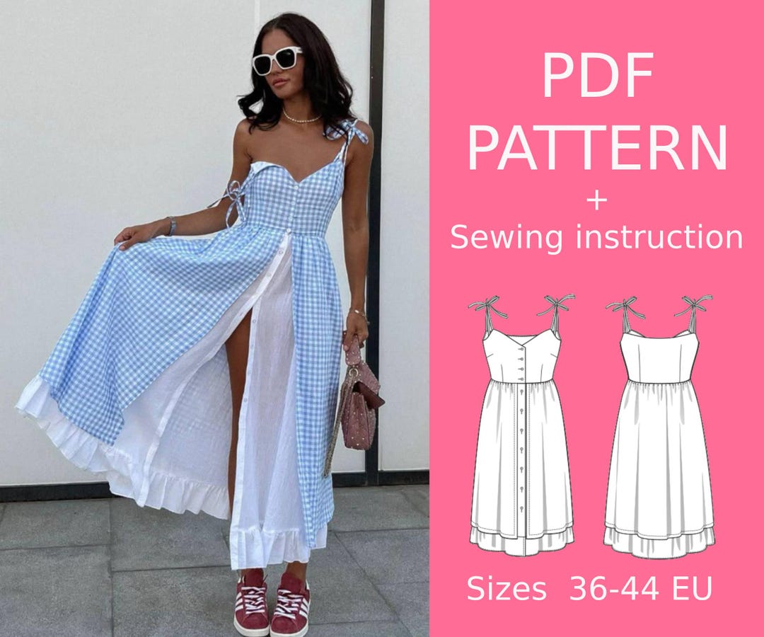 Pattern of a Fashionable Sundress, Layered Sundress With Straps, Boho ...