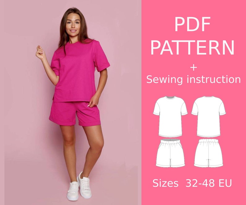 Pattern of a Suit With a T-shirt and Shorts, Pattern of a Women's Suit ...