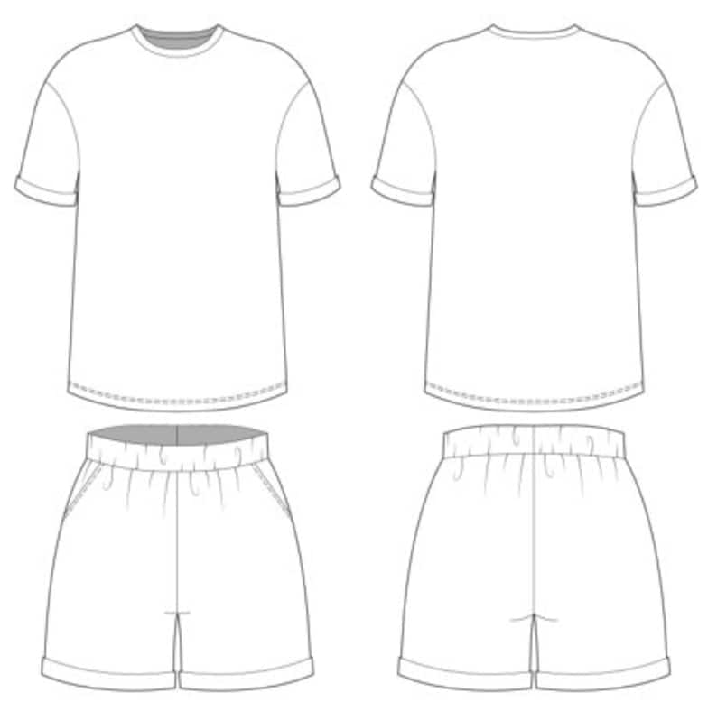Pattern of a Suit With a T-shirt and Shorts, Pattern of a Women's Suit ...