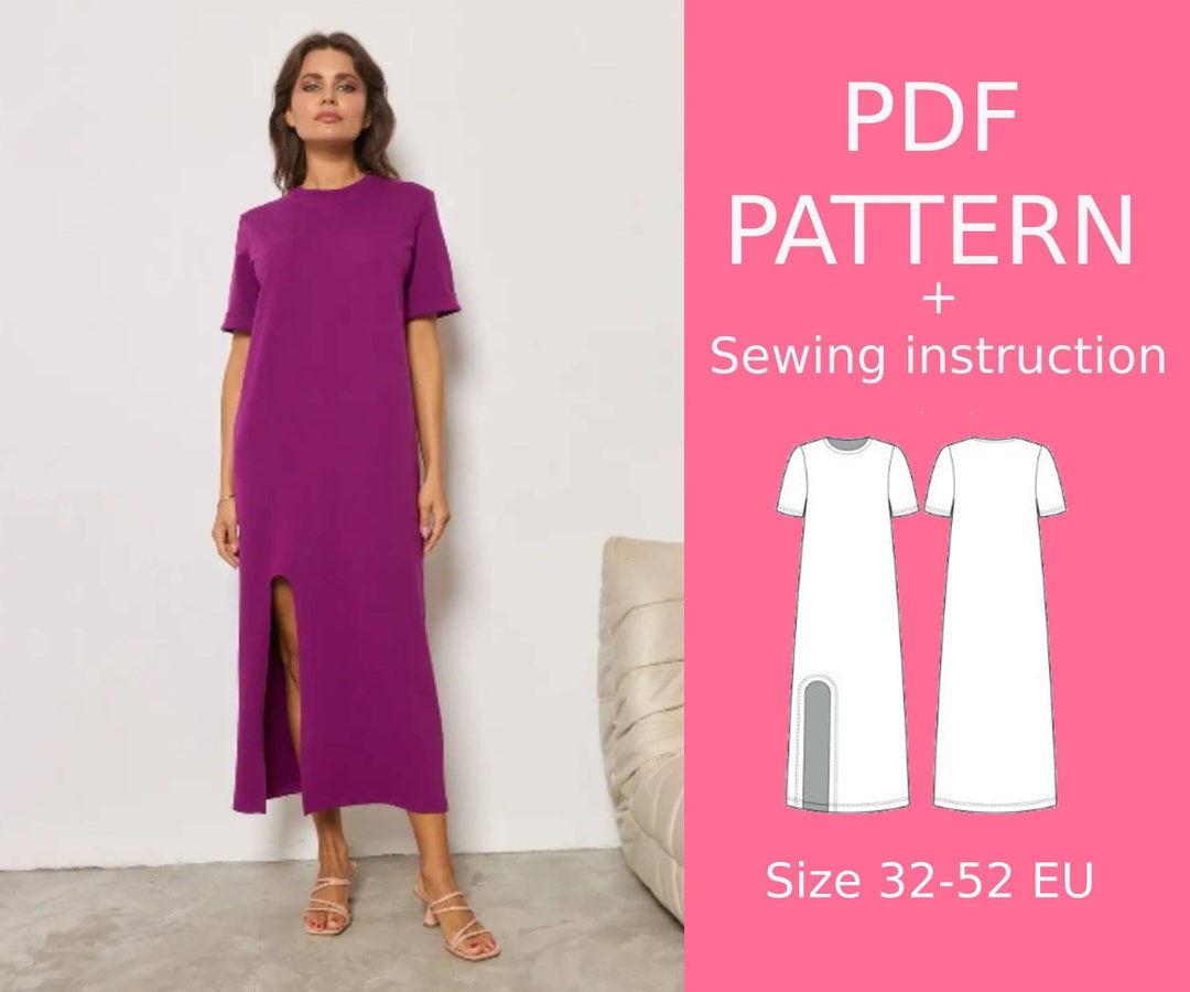 Pattern of a Dress With a Slit, Dress Pattern, Pattern of a Fashionable ...