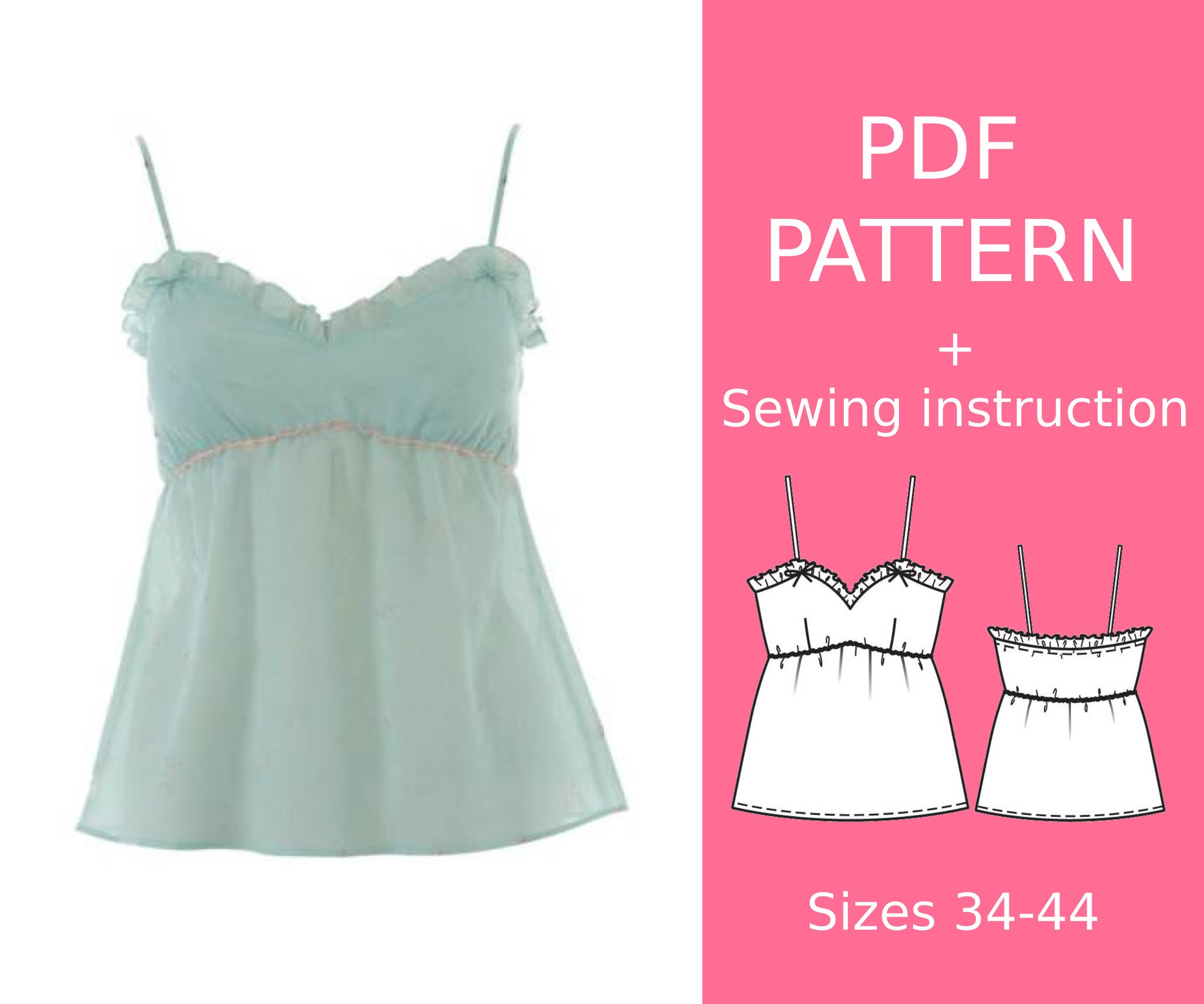 Sleepwear, Top for Sleep, Homewear Top for Womens, Lingerie, Top Sewing ...