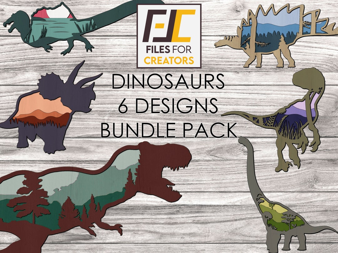 Dinosaurs Bundle Laser Cut Files and Vector Cutting Plan for Multi ...