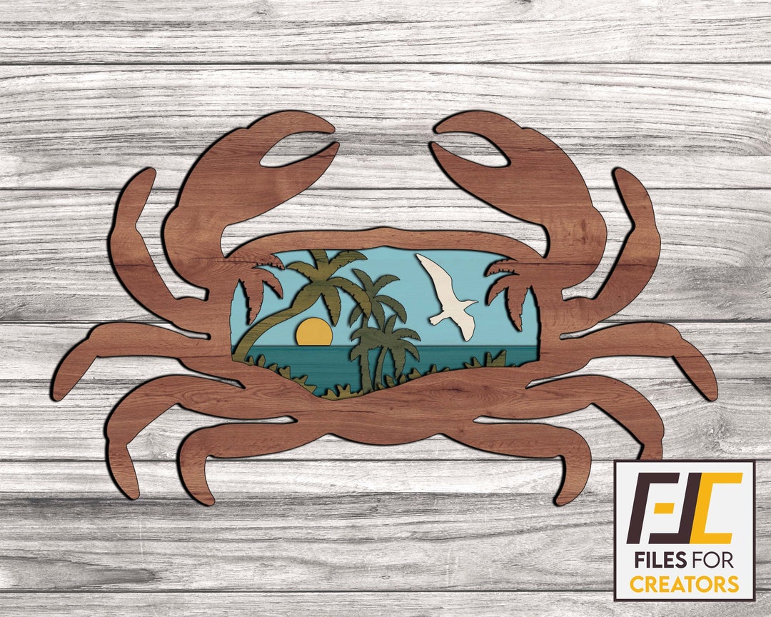 Crab Beach Scene Laser Cut Files: SVG DXF CNC Glowforge Ready - Etsy