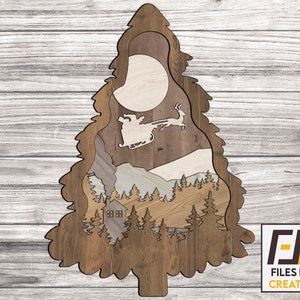 Christmas Tree Scene Laser Cut, Svg Dxf Files. Cnc Files for Wood. Wall ...