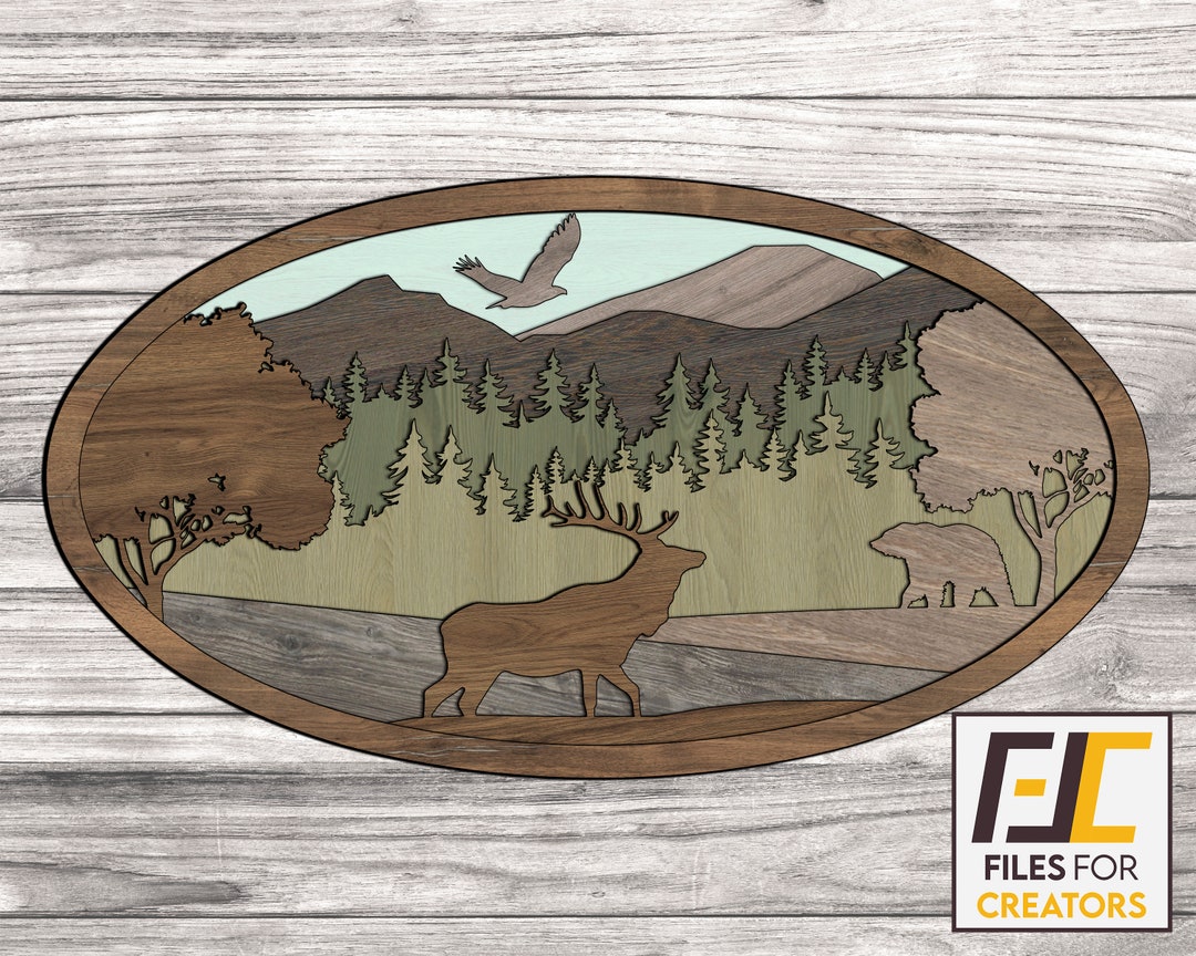 Laser Cut Forest Scene: CNC Files, Glowforge Ready (SVG, DXF) - Etsy