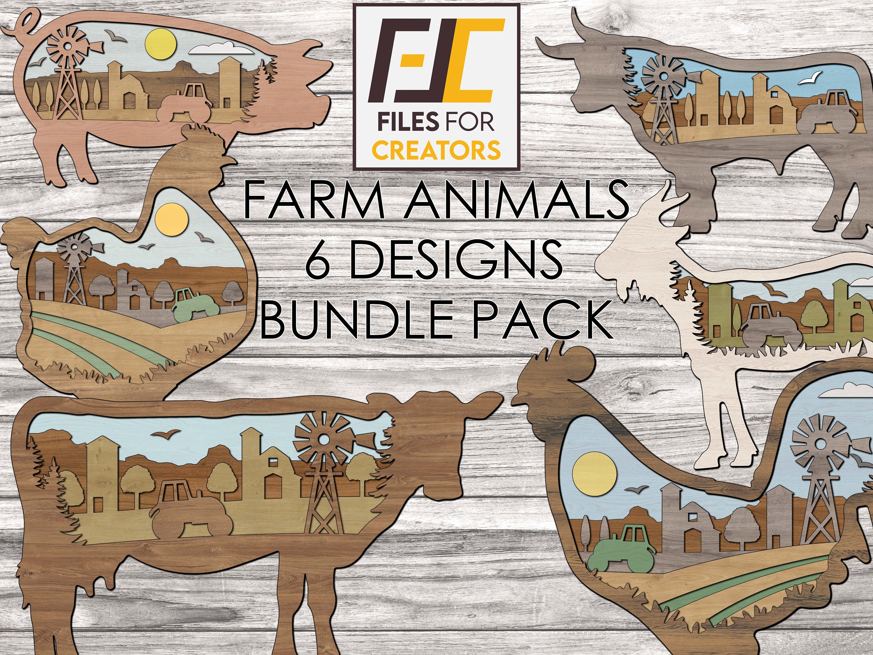 Farm Animals Bundle Pack Laser Cut Svg Dxf Files. Cnc Files - Etsy UK