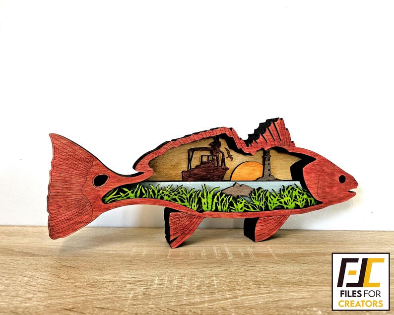 Redfish Laser Cut File: Ocean Scene SVG DXF (digital Download) - Etsy