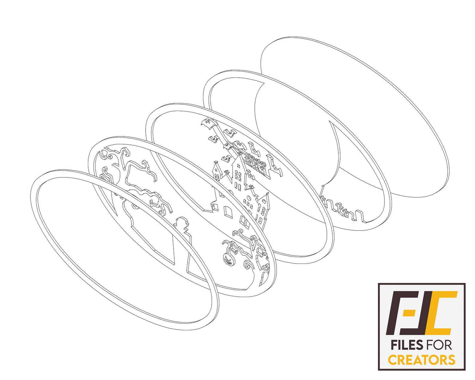 Halloween Scene Laser Cut Svg Dxf Files. Cnc Files for Wood. | Etsy