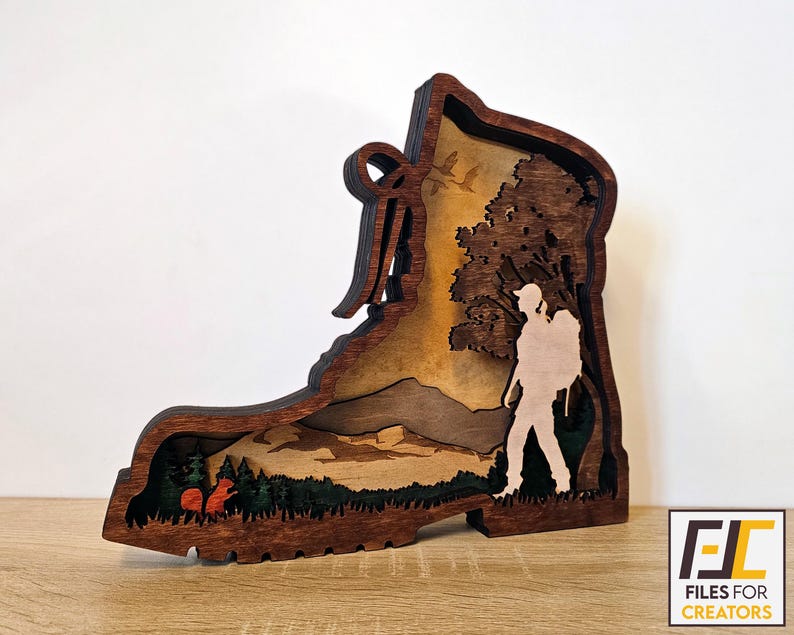 Hiking Boot Mountain Scene Laser Cut File SVG DXF (digital Download) - Etsy