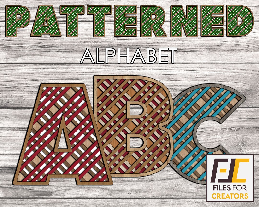 Plaid Alphabet Laser Cut Files: SVG DXF CNC Vector Model - Etsy