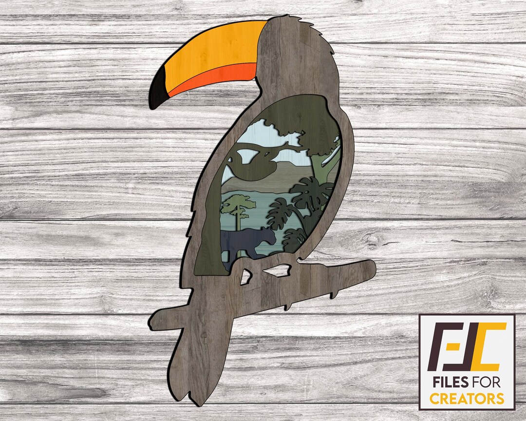 Toucan / Bird Laser Cut, Svg Dxf Files. Cnc Files for Wood. Glowforge ...