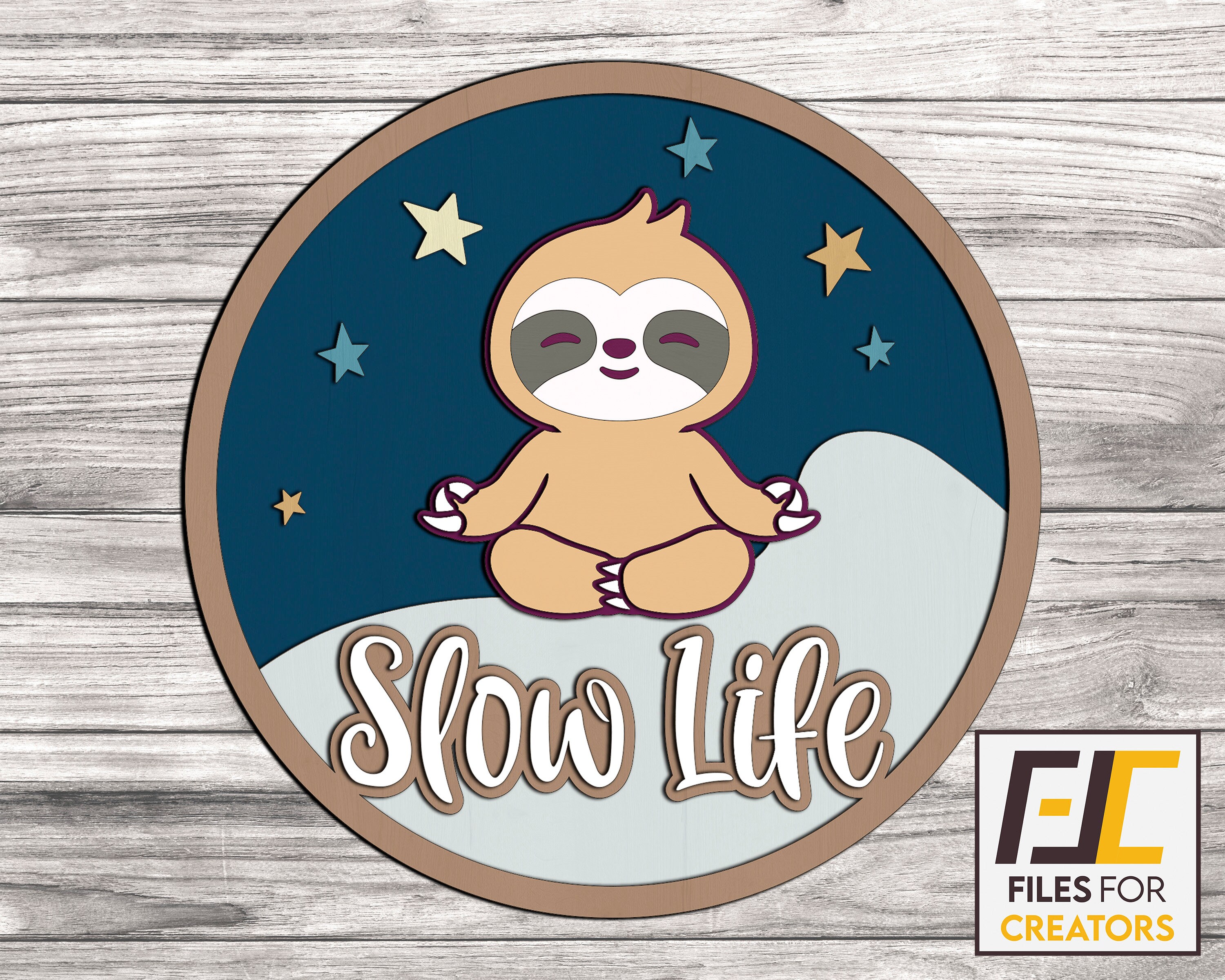 Slow Life Sloth Laser Cut Files and Vector Cutting Plan for - Etsy