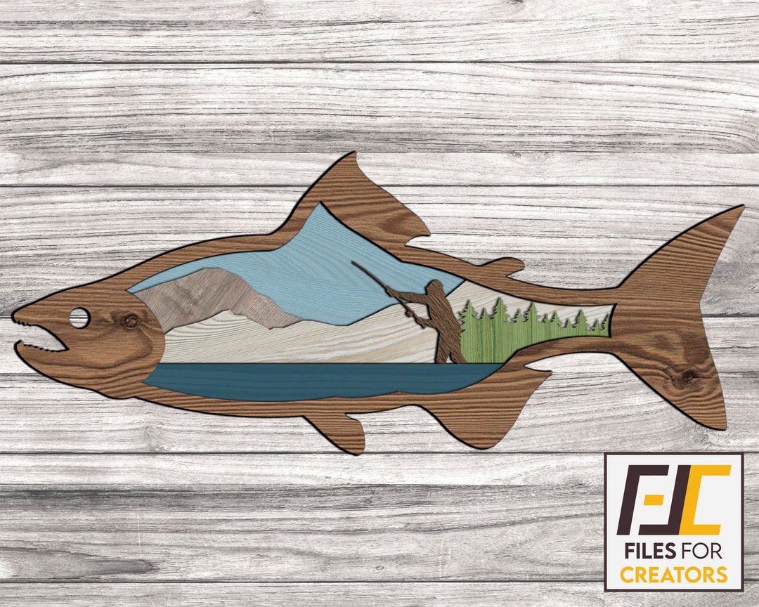Fishing Wall Decor Svg, Salmon Fishing Svg, Fishing Laser Layered Svg ...